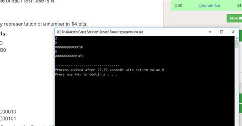 geeksforgeeks solution for binary representation