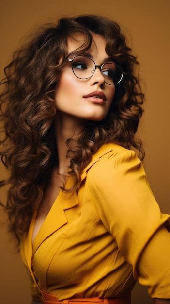 Premium Ai Image Woman Wearing Glasses Long Curly Hair