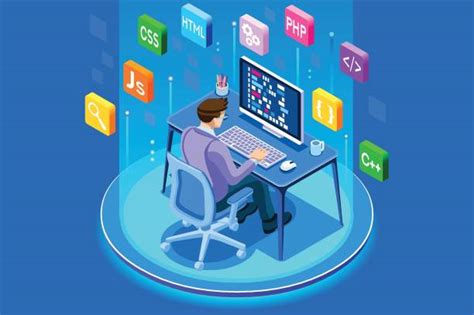 background of man sitting desktop computer illustrations royalty free