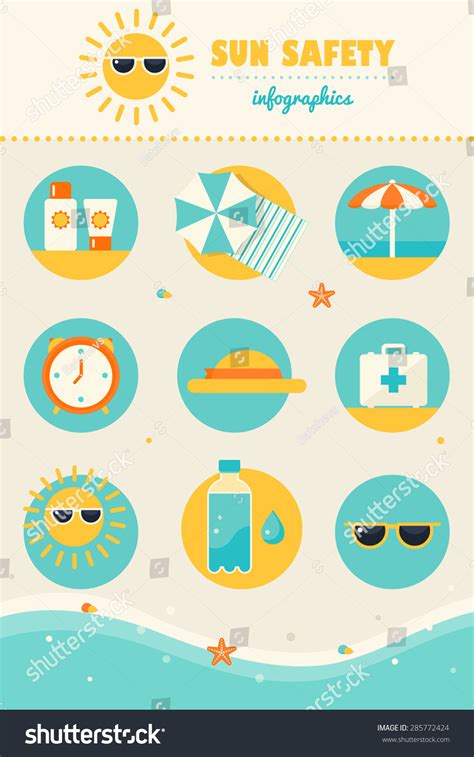 Sun Beach Safety Rules Infographics Icons Stock Vector Royalty Free