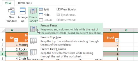 how to fix first column in excel ms excel 2016 unhide