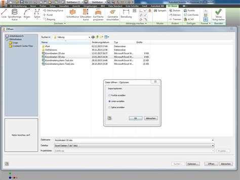 feature for linking coordinates x y z with an excel spreadsheet