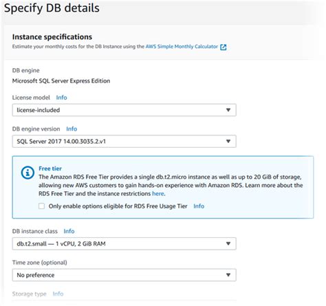 creating a microsoft sql server db instance and connecting