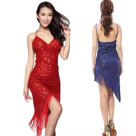 Women Performance Latin Dance Clothes Senior Mesh Sequins Latin Dance