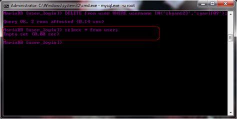 menghapus data tabel di mysql via cmd ~ computer network engineering
