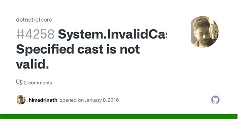 systemvalidcastexception specified cast is not valid · issue 4258