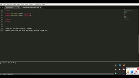 how to hide and show html element using jquery youtube