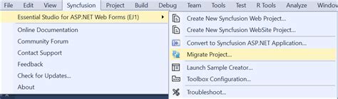upgrade project asp web forms syncfusion
