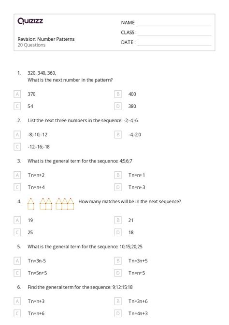 Number Patterns Worksheets Grade Worksheet Educational Ideas Hot Sex