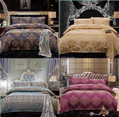 Jacquard Silk Bedding Set For Queen King Size 4pcs Duvet Quilt Bedlinen