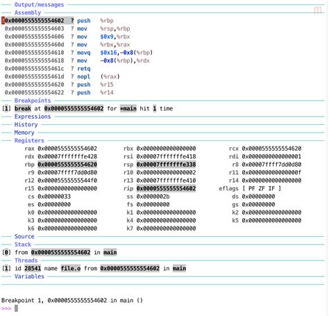 gdb dashboard modular visual interface for gdb in python code