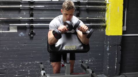 Dumbbell Reverse Preacher Curl Brachioradialis Exercise Guides And