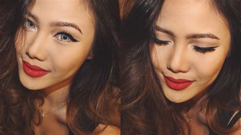 Classic Winged Eyeliner And Red Lips Tutorial Vinnagracia Youtube