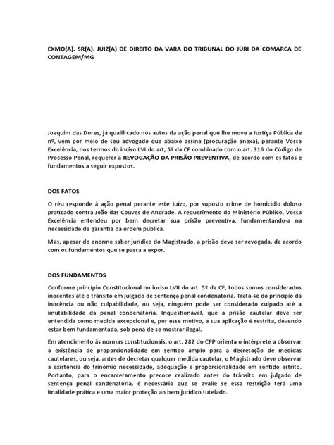 Temática Direito Penal Seção 2 RevogaÇÃo Da PrisÃo Preventiva Pdf