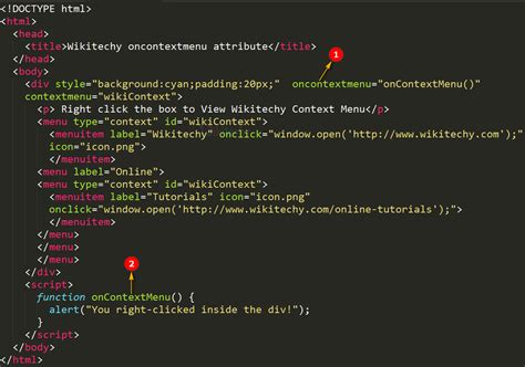 html tutorial oncontextmenu attribute in html html5