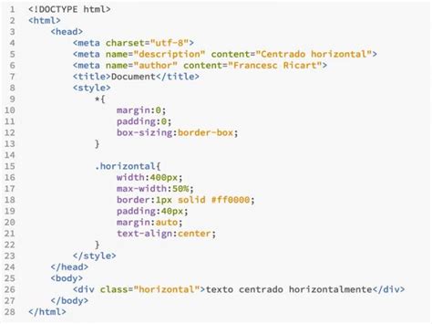 ejemplo de centrado horizontal de una caja con css
