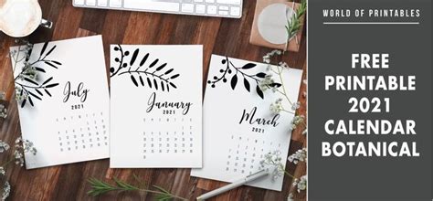 Three Printable Calendars Sitting On Top Of A Wooden Table