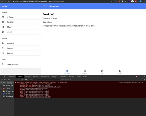 ionic react `uncaught typeerror cannot read property location of