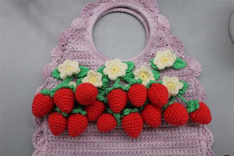 Crochet Strawberry Tote Bag Strawberry Purse With Strawberry Etsy Canada