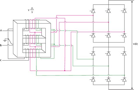 one three phase three winding transformer connected to the twelvepulse
