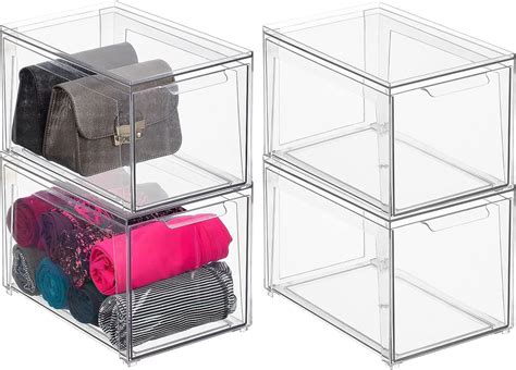Mdesign Plastic Stackable Closet Storage Organizer Bins