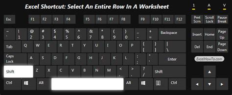 select an entire row excel how to