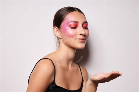 Premium Photo Beauty Fashion Female Smile Bright Pink Makeup Emotions