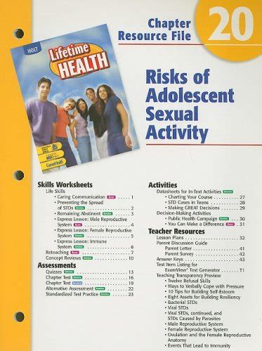 Holt Lifetime Health Chapter 20 Resource File Risks Of Adolescent
