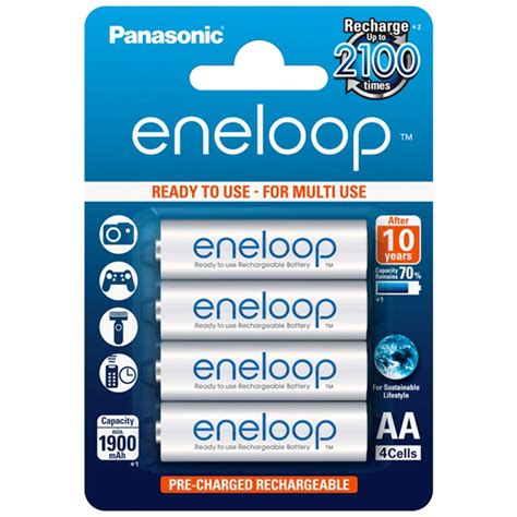 Panasonic Eneloop Rechargeable Battery Nimh Aa 1 2v 1900mah Set X4