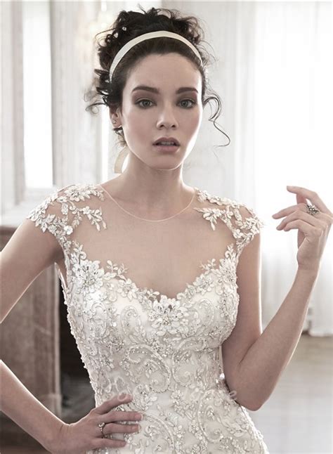 Sexy Mermaid Illusion Neckline Sheer Back Satin Tulle Applique Wedding