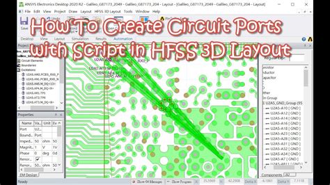how to create circuit ports with script in hfss 3d layout youtube