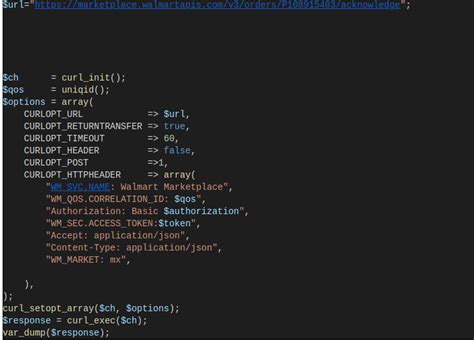 php walmart mx marketplace acknowledge order api issue stack overflow