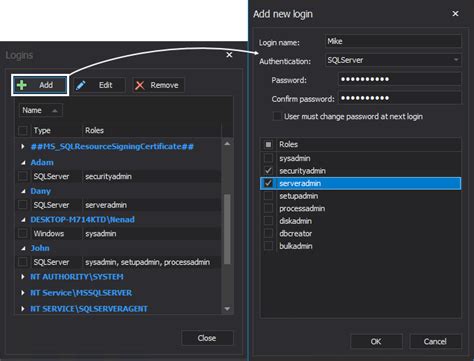 how to manage sql server logins in apexsql manage