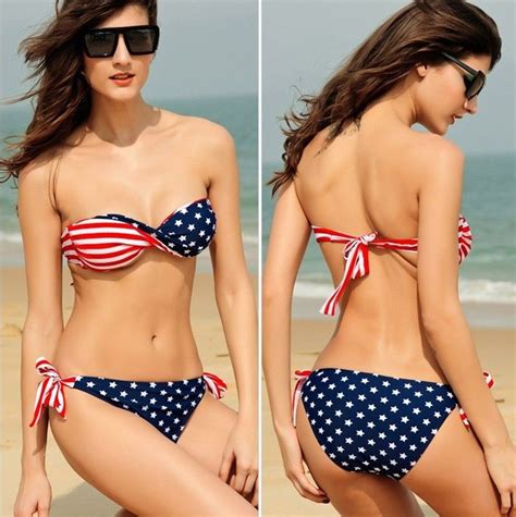 2021 Free Dhl Summer Sexy Women Stars And Stripes Usa Flag Bikini