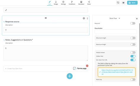 what is a hidden field help center forms app