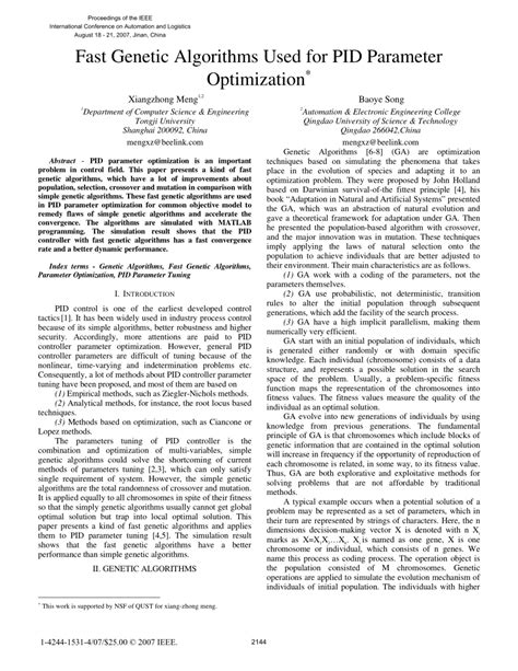 pdf fast genetic algorithms used for pid parameter optimization