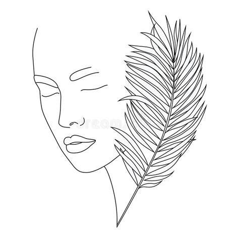 Girl Abstract Poster With Minimal Female Face Stock Vector
