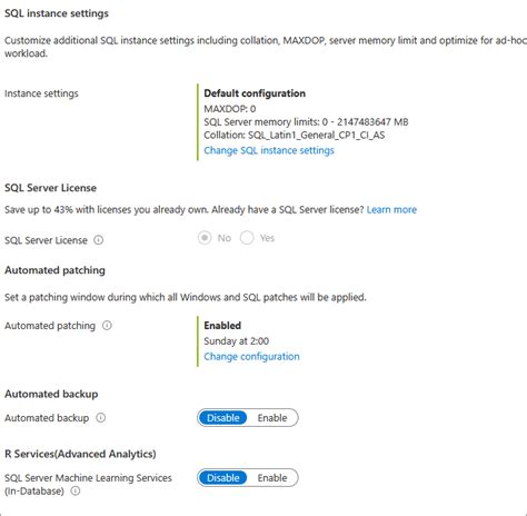 create sql server on a windows virtual machine in the azure portal
