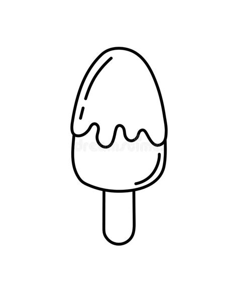 Popsicle Ice Cream Doodle In Black Line Icon For Summer Drink Vector