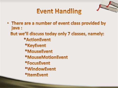 event handling in java