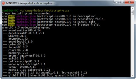 bootstrap 4 tutorial working with npm grunt js and sass part 1