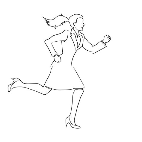 Fille Courir Style De Dessin Dart En Ligne La Fille Croquis Noir