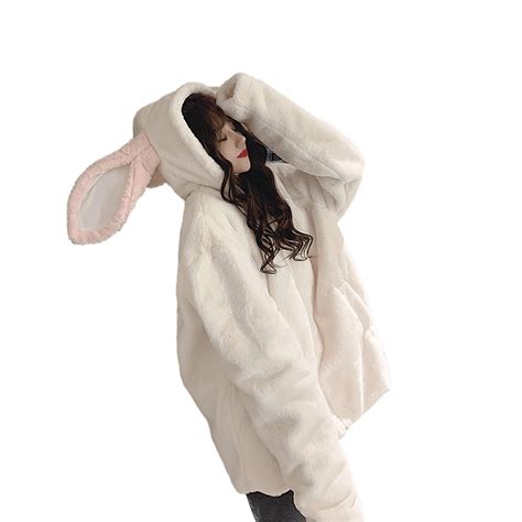 Kawaii Cute White Rabbit Plush Coat Kawaii Fashion Shop Cute Asian