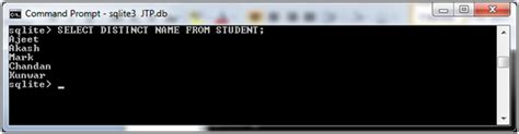 sqlite distinct keyword javatpoint