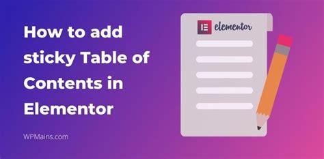how to add sticky table of contents in elementor[free]