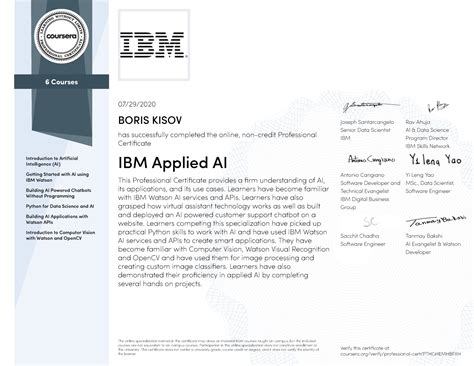 ibm applied ai professional certificate kisov boris