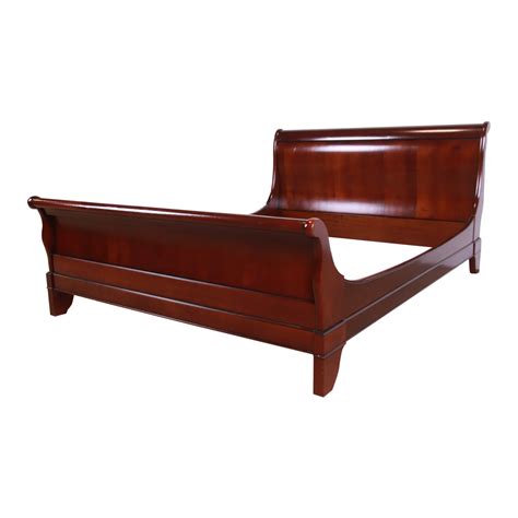 Grange French Louis Philippe Cherry Wood Queen Size Sleigh Bed At