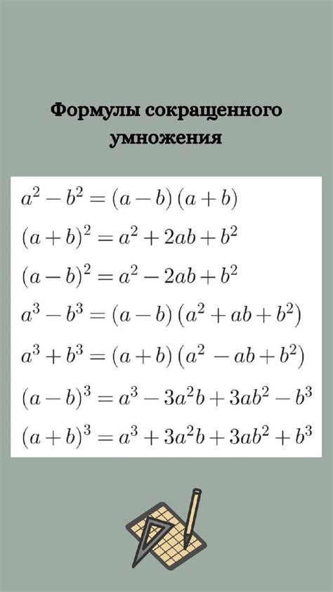 Формулы сокращенного умножения Формулы по математике Математические