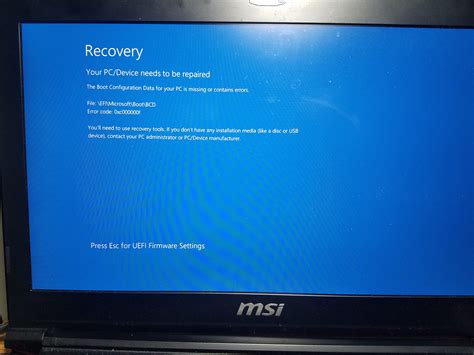 boot configuration data for your pc is missing or has errors windows