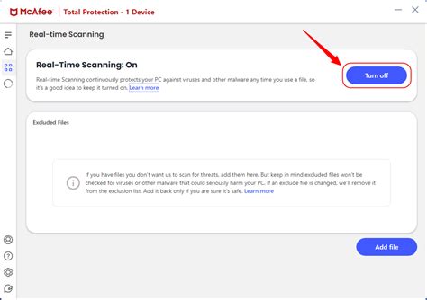 turn off mcafee antivirus on windows
